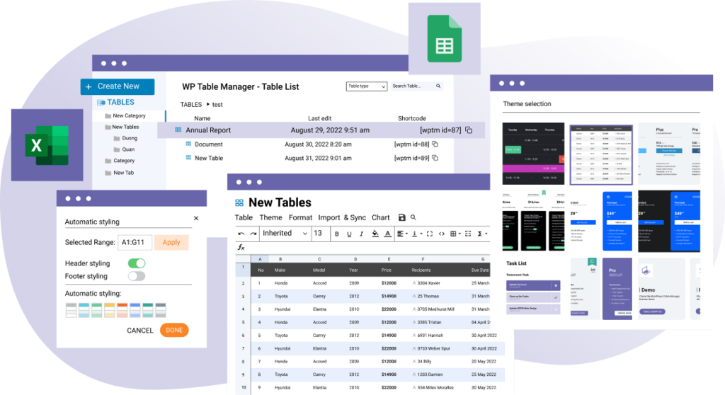 WP Table Manager Complete Feature List