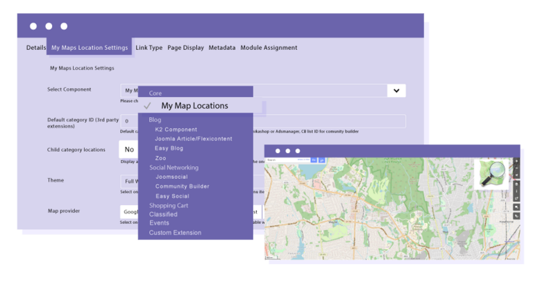 My Maps location, Joomla map search extension