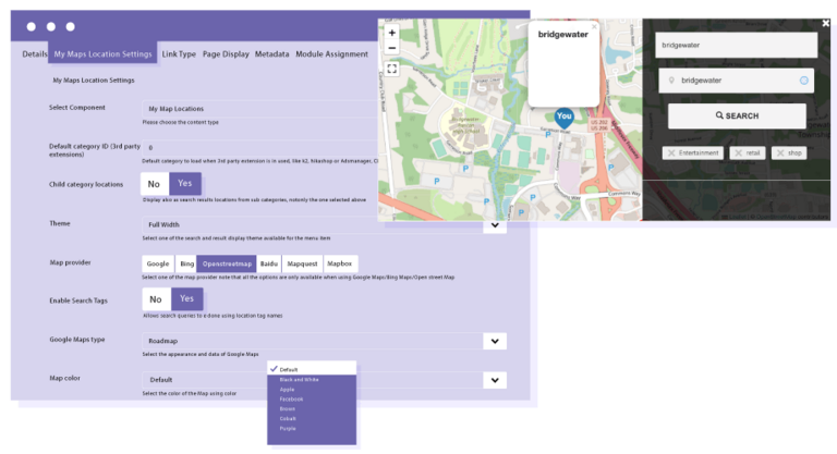 My Maps location, Joomla map search extension